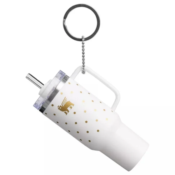 Stanley White Gold Polka Dot Quencher Tumbler Ornament Keychain 2025 ...