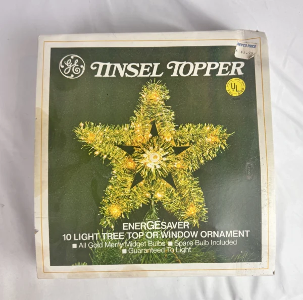 Vintage GE Merry Midget Gold Tinsel Star Tree Topper 10 Light w Box ...